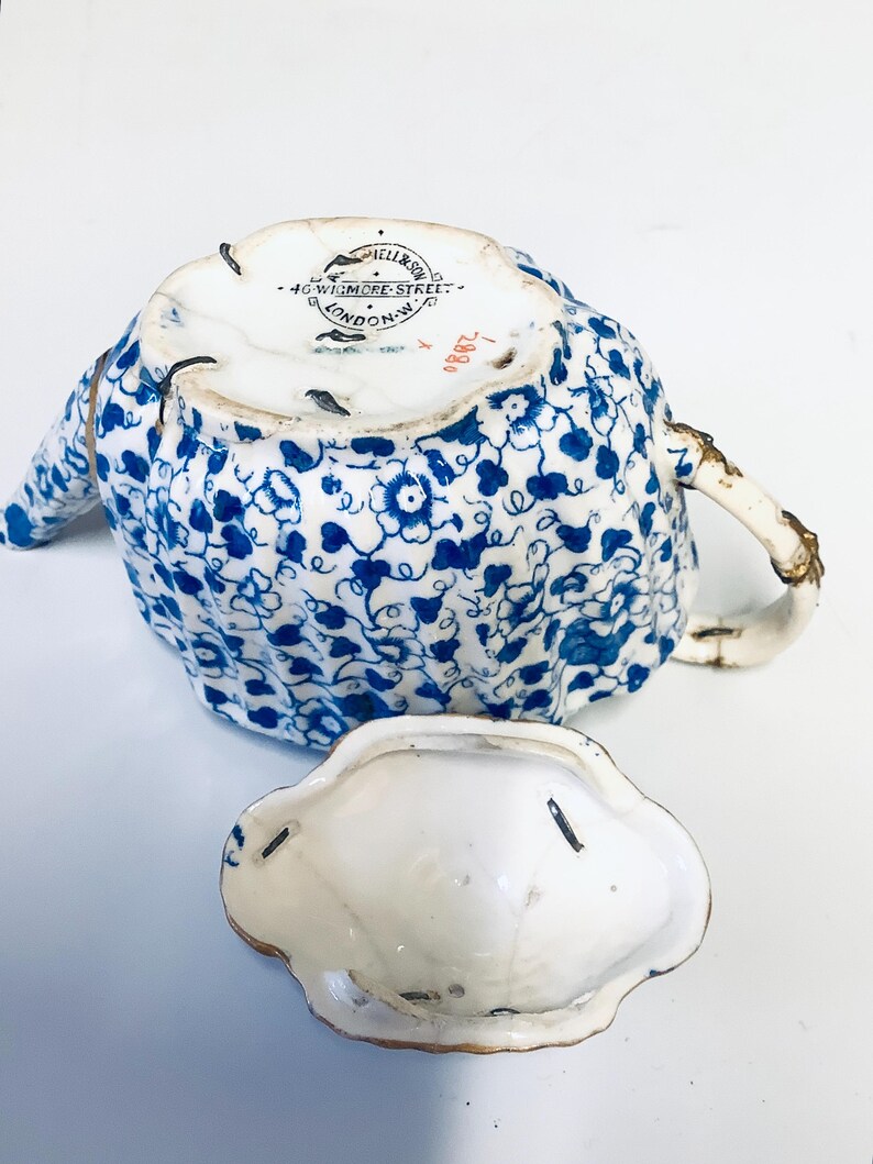 Antique Staple Repair Child’s Teapot & Sugar Bowl Made for A.B. Daniell ...