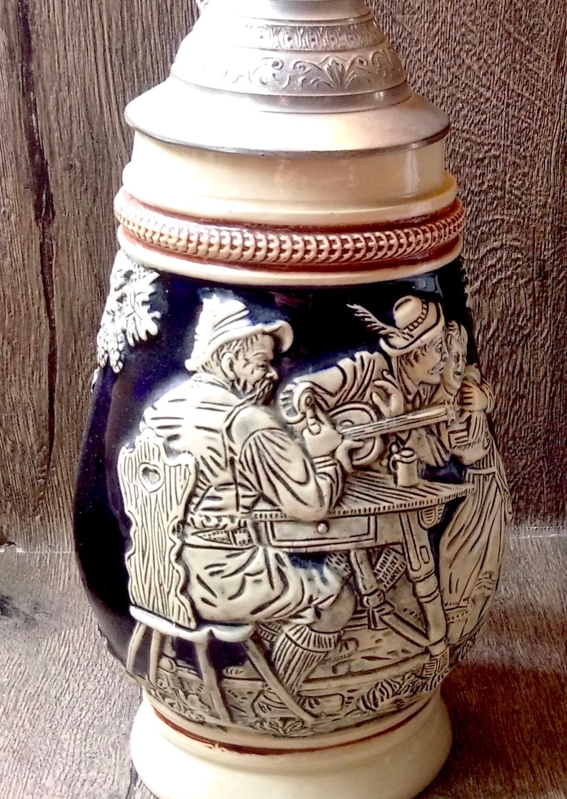 Large & Heavy German Vintage Authentic Bier Stein With Pewter Lid ...
