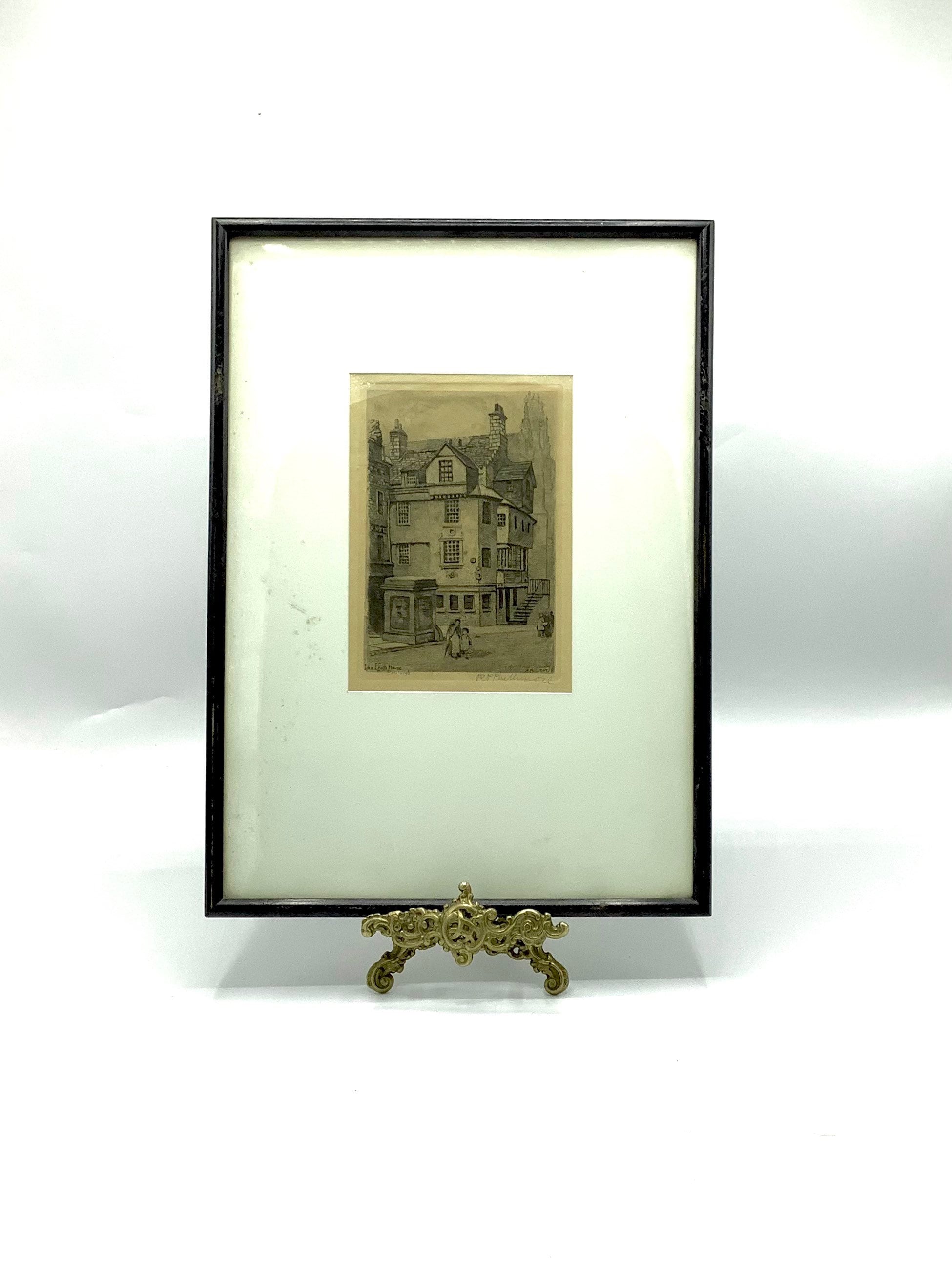 19th Century Signed Etching of JOHN KNOX HOUSE Edinburgh by the Artist ...