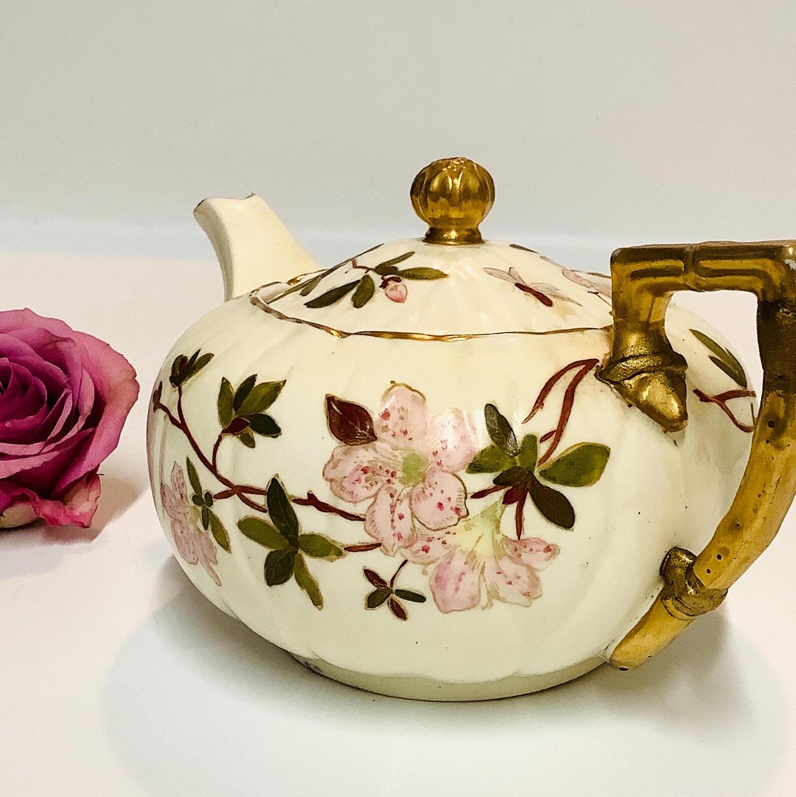 English Moore Brothers Porcelain Cream Gilt Antique STAPLE REPAIR ...