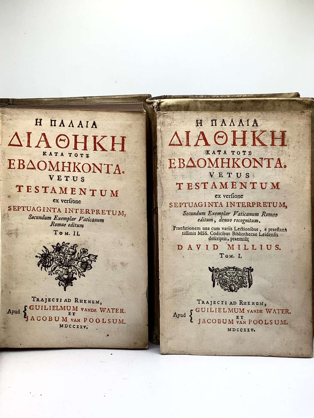 Two Volume Greek Bible 1725 Inc.archdeacon Inscription & the Bookplate ...