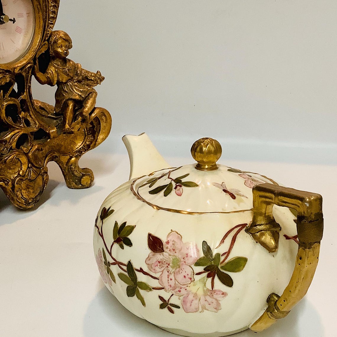 English Moore Brothers Porcelain Cream Gilt Antique STAPLE REPAIR ...