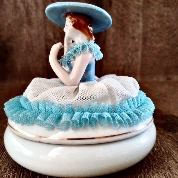 PERFECT: HALF-LADY German Porcelain Powder Jar // Fir… - Gem