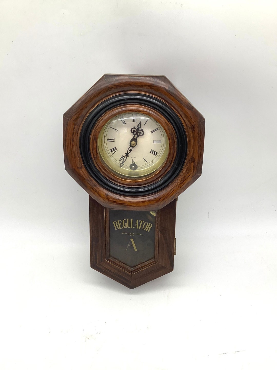 Vintage REGULATOR WALL CLOCK With Roman Numerals Dial & Clockwork ...
