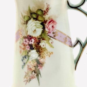 Antique Porcelain Jug With Ornate Handle and Furled Collar / Unusual ...