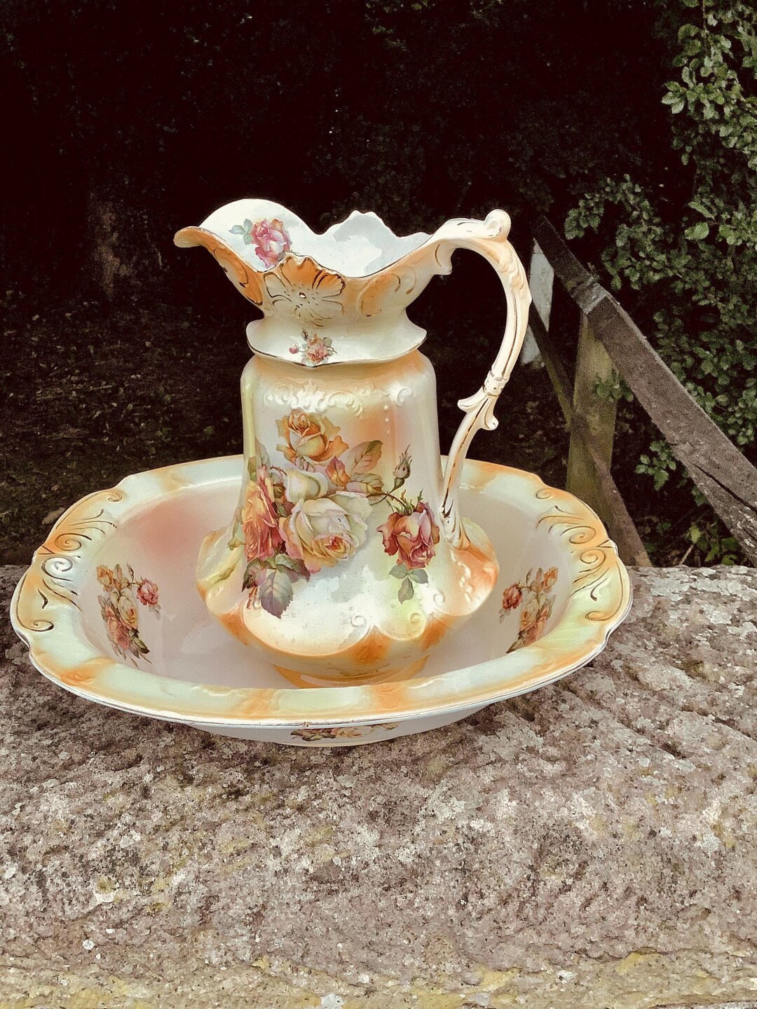 Huge Antique 19th Century FRENCH JUG & BASIN Set / Fin De Siècle ...