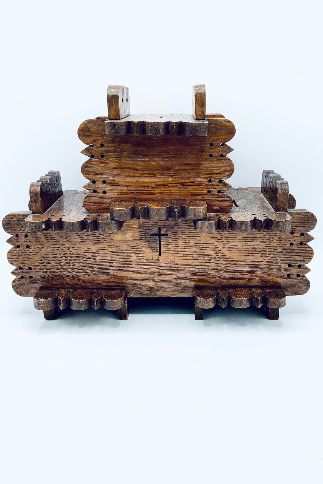 Superb Antique CHURCH COLLECTION BOX / Tramp Art Offerings Chest / Folk ...