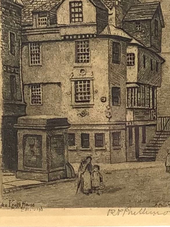 19th Century Signed Etching of JOHN KNOX HOUSE Edinburgh by the Artist ...