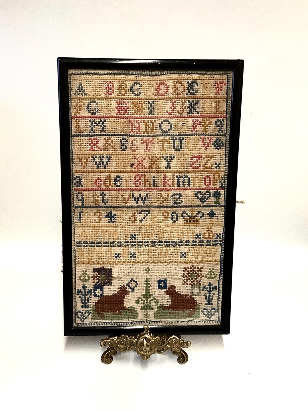 PAIR of VICTORIAN SAMPLERS: One by Agnes Wilson Aged 8 Dated 1880 ...