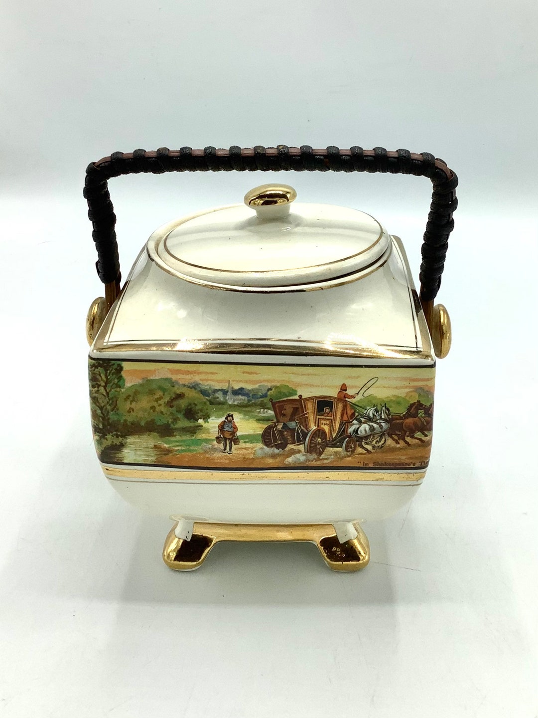 Antique Cube Biscuit Caddy “in Shakespeare’s Times” by Celia Gibson; L ...