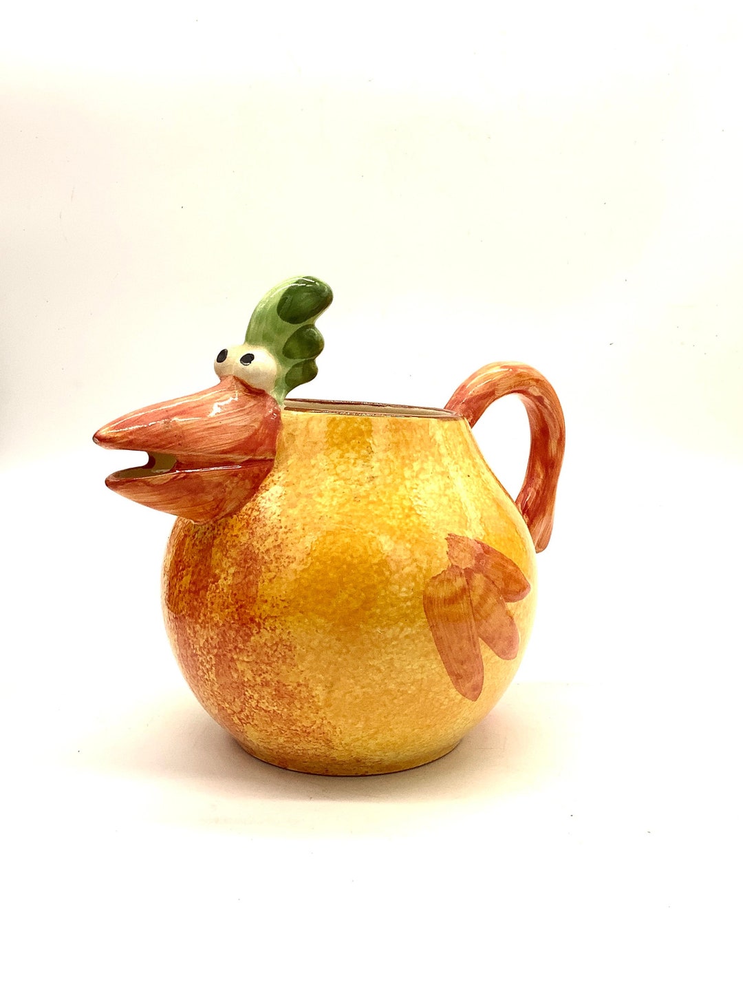Ceramic Quirky Goggle-eyed Rooster Jug Hand-made & Hand-painted in ...
