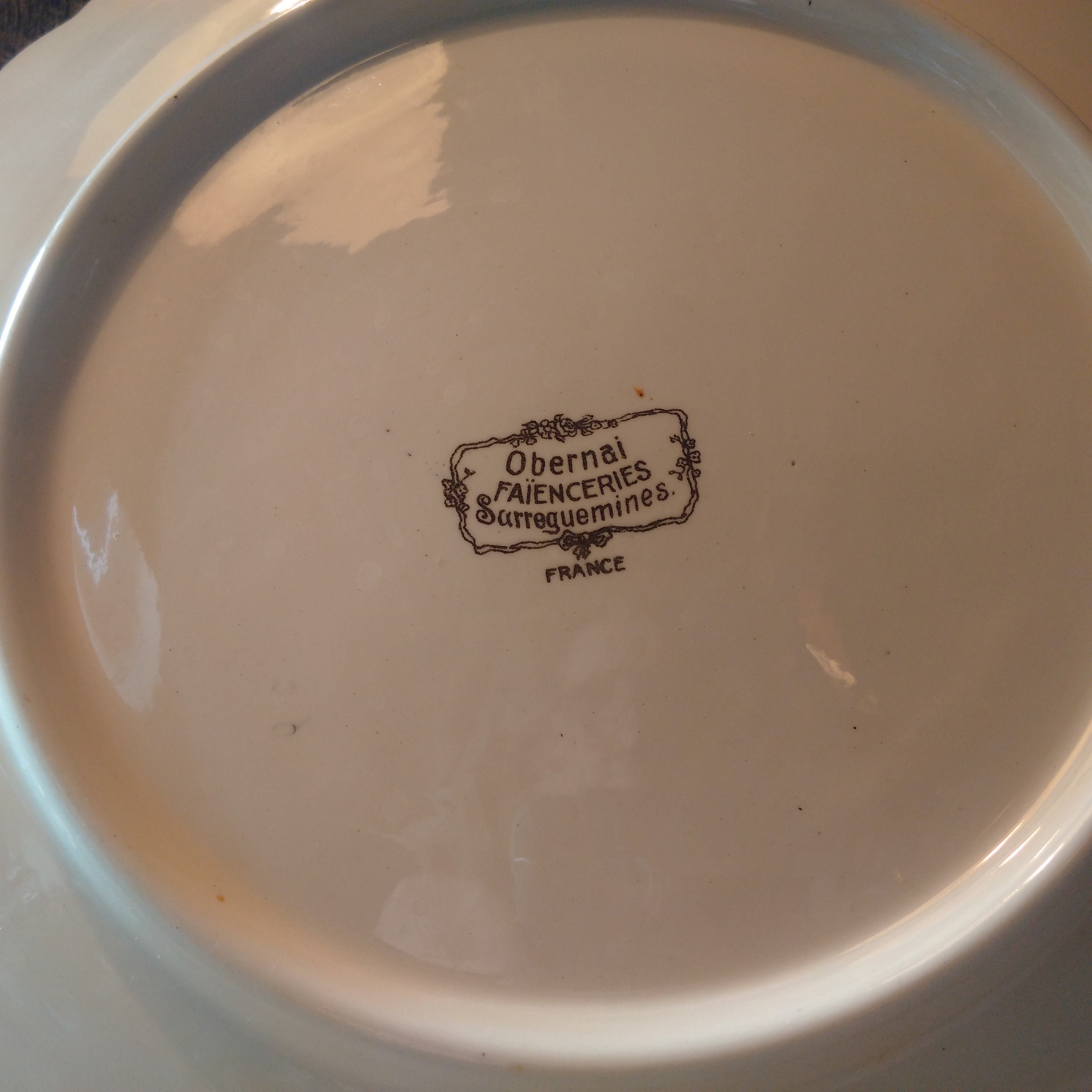 FRENCH OBERNAI SARREGUEMINES Large Ceramic Platter With Village Scene ...