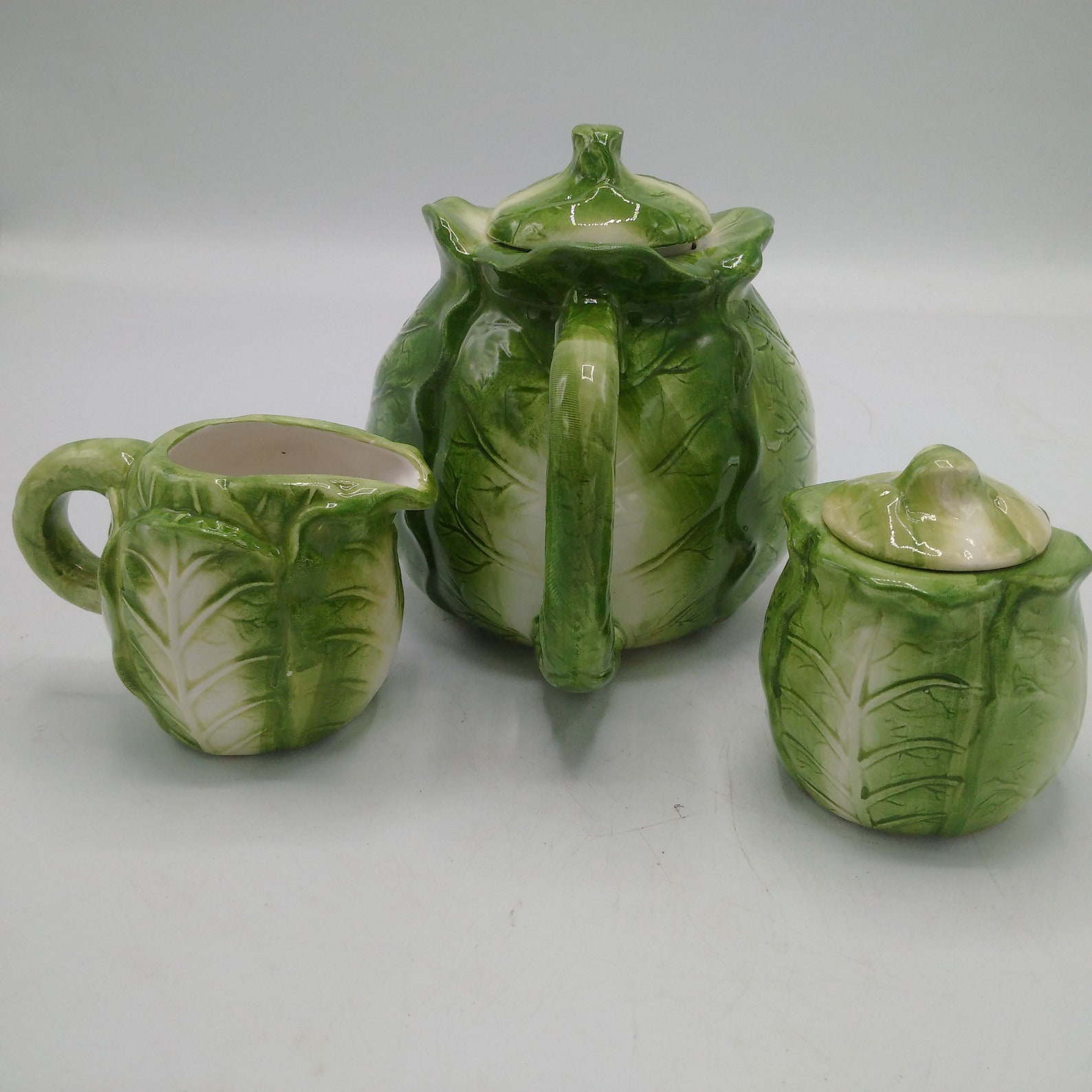 Vintage GREEN CABBAGE LEAF Tea Set / Quirky Afternoon Tea | Etsy