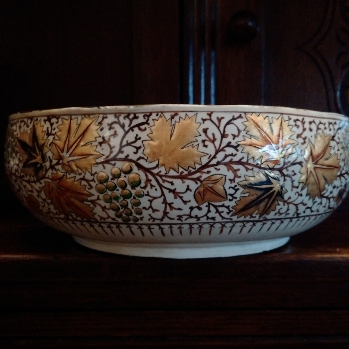 Superb Large PAPIER-MÂCHE BOWL Decorated with Grapes Vines & | Etsy