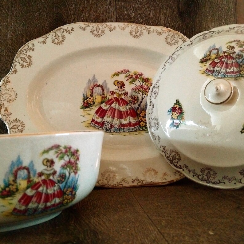 Rare Arthur Meakin English Art Deco CRINOLINE LADY TUREEN & Underplate ...
