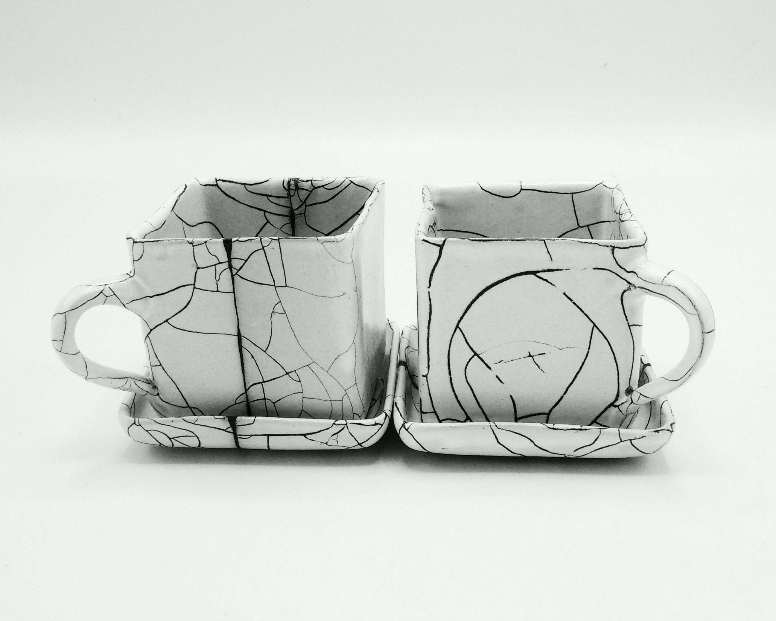 Hand-made Set of 2 ''cracked Cups'' in Bold - Etsy UK