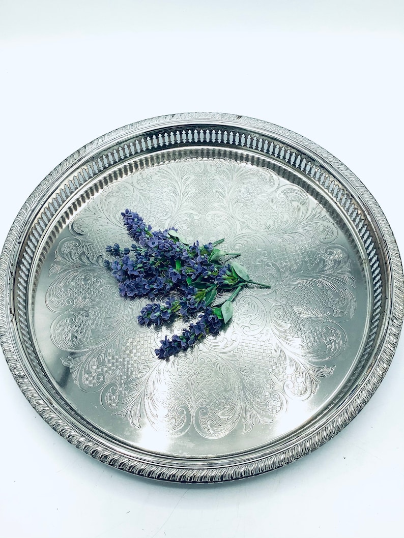 Large Silver Plated Engraved Gallery Tray Made in Sheffield / Downton ...