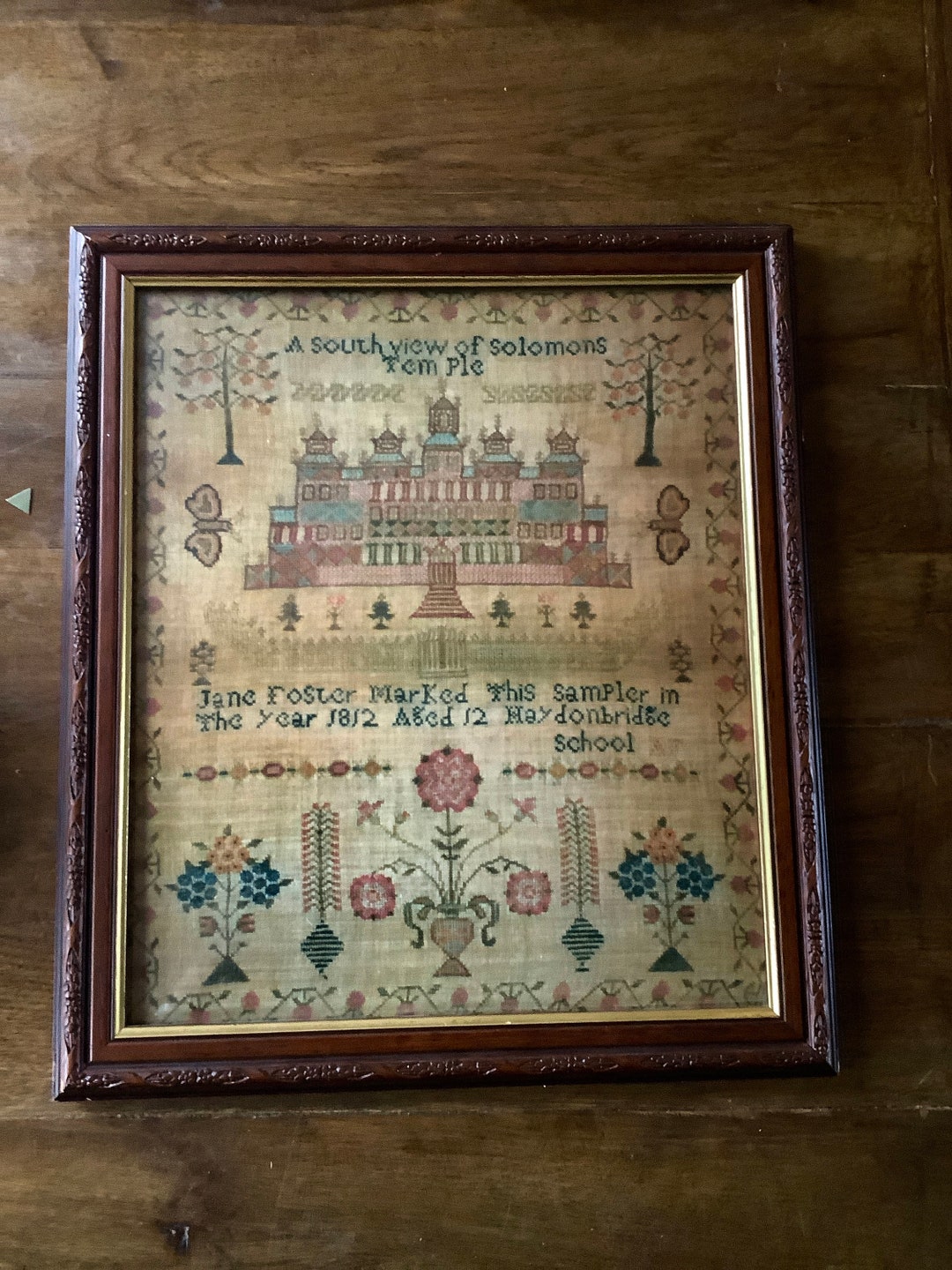 Vintage Victorian Sampler Print Professionally Mounted Under Glass ...