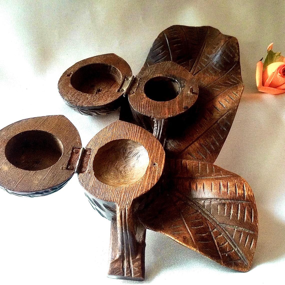 Antique Wooden WALNUT CARVED INKWELL Victorian Desk - Etsy