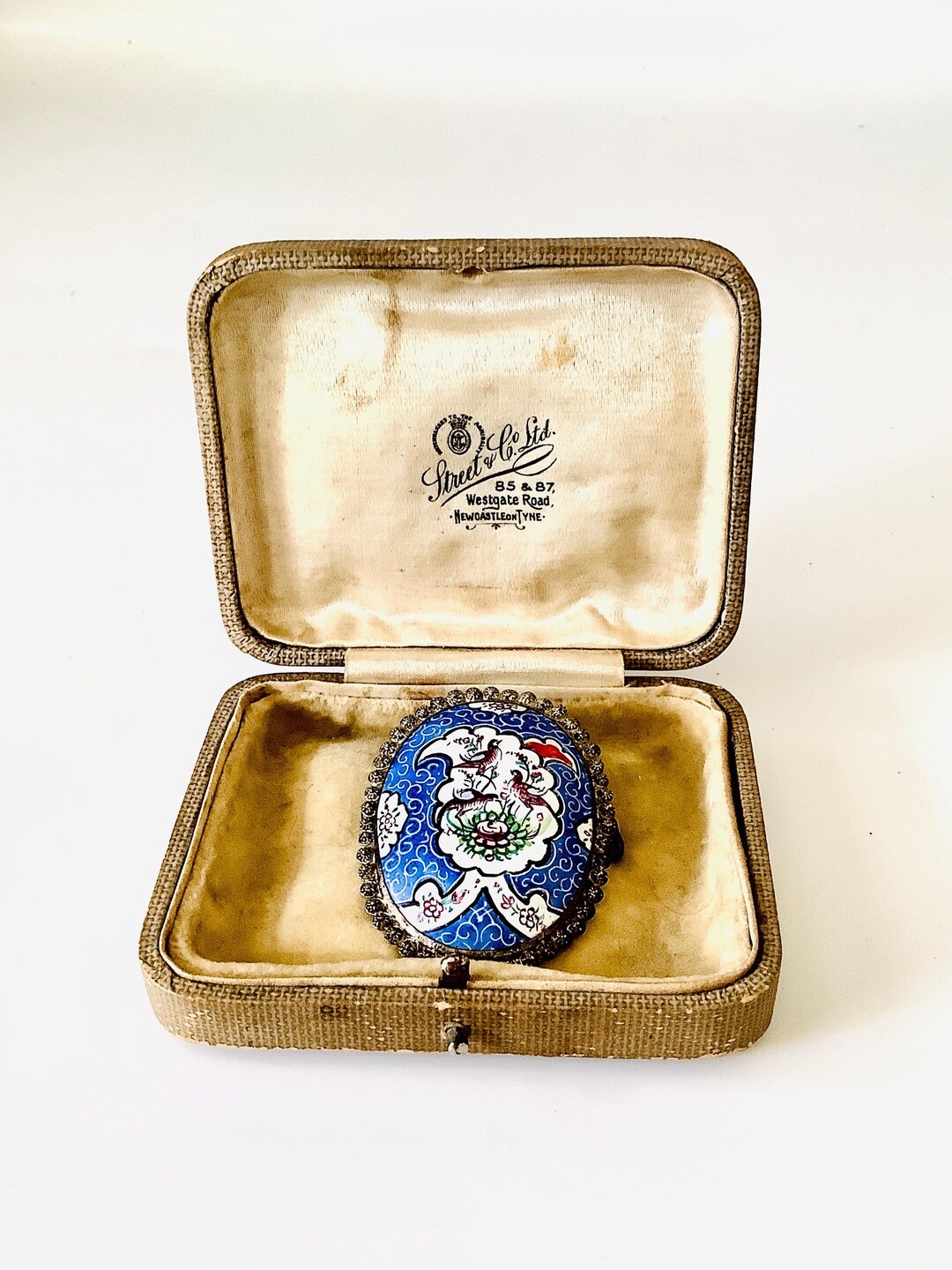 Antique Blue Painted Enamel Exotic Birds Brooch With Victorian ...