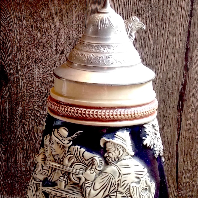 Large & Heavy German Vintage Authentic Bier Stein With Pewter Lid ...