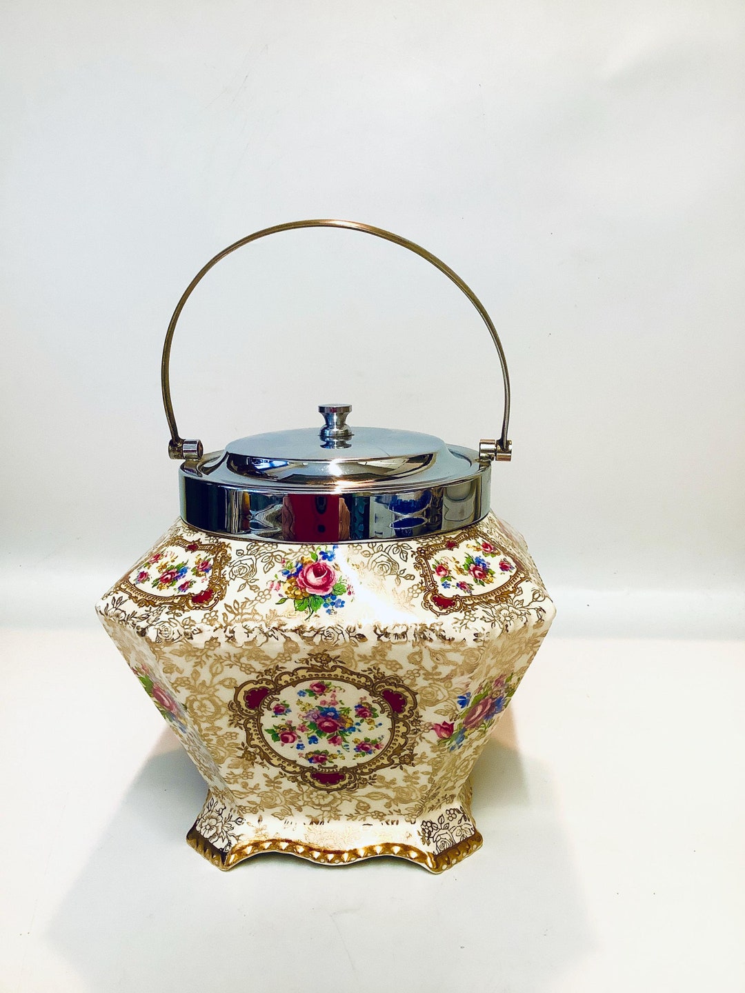 Large James Kent “pompadour” Biscuit Jar Made in England 1940’s ...