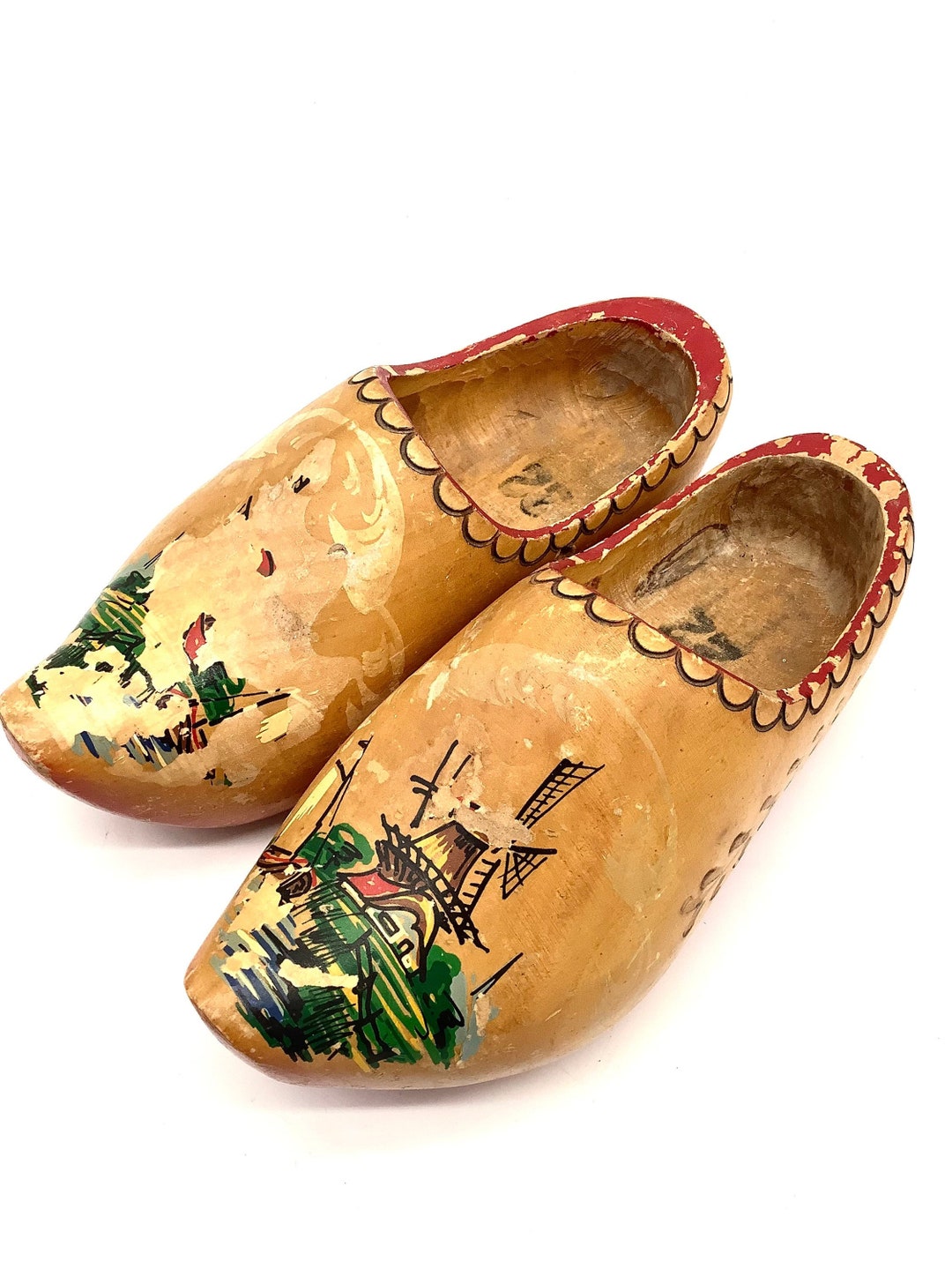 Vintage Pair of Small Wooden Dutch Clogs (european Size 22) / Great ...