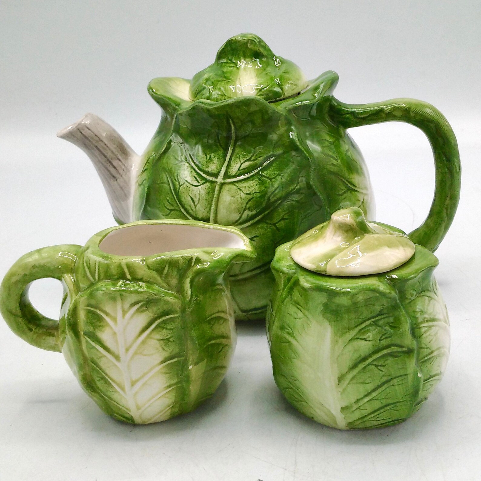 Vintage GREEN CABBAGE LEAF Tea Set / Quirky Afternoon Tea | Etsy