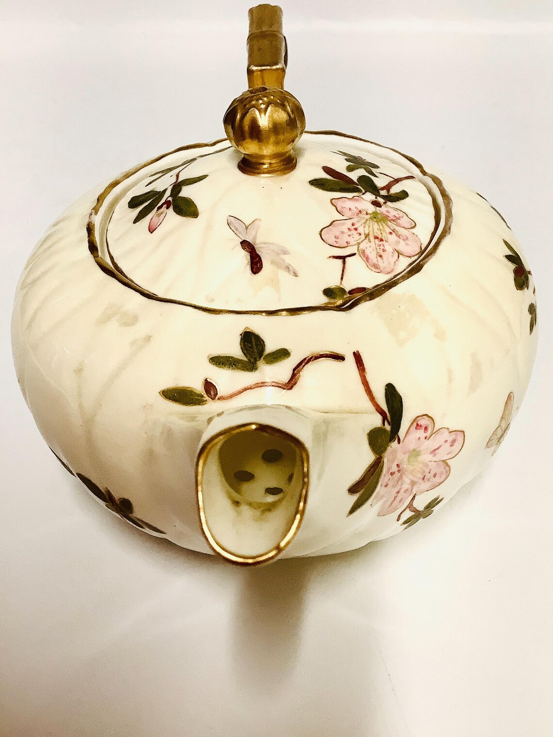 English Moore Brothers Porcelain Cream Gilt Antique STAPLE REPAIR ...