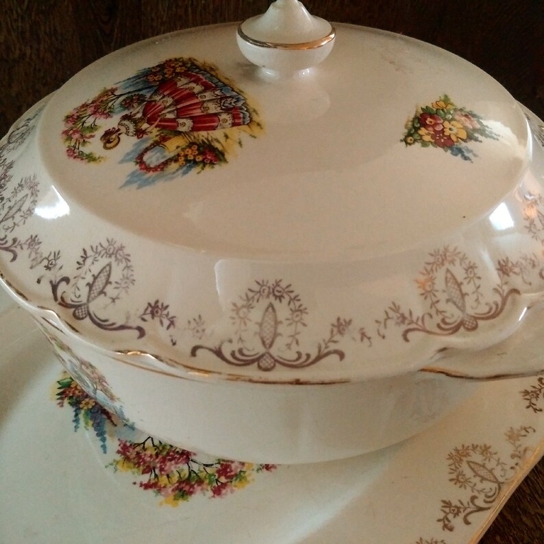 Rare Arthur Meakin English Art Deco CRINOLINE LADY TUREEN & Underplate ...