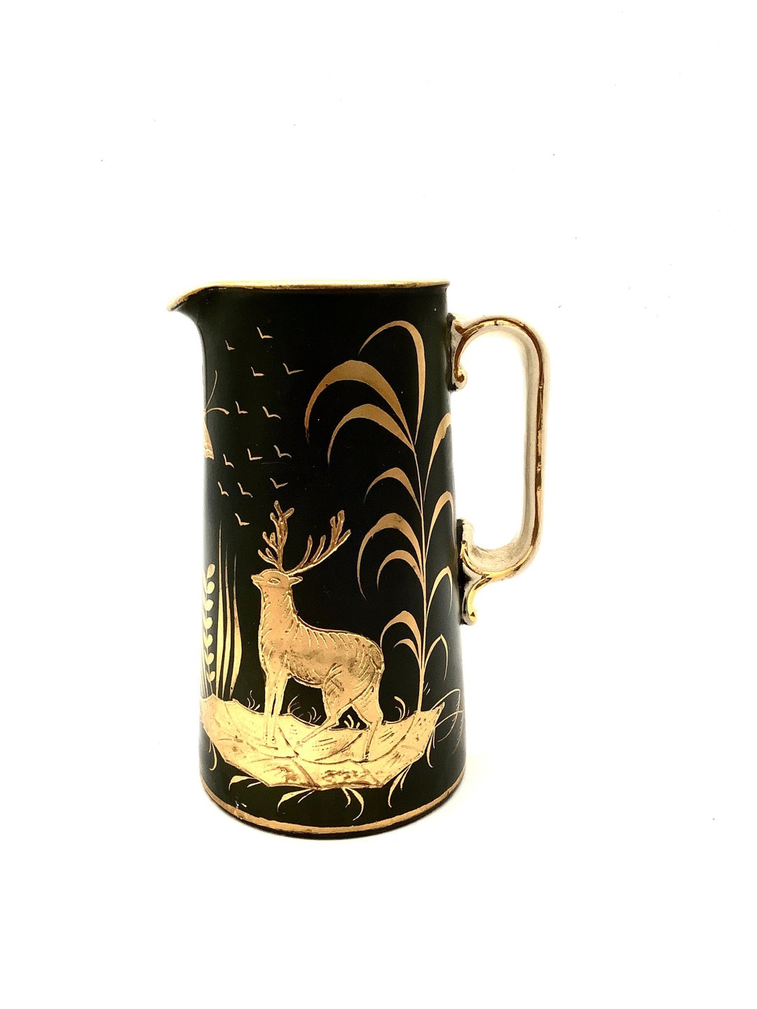 Antique Jugendstil Jug Decorated With Hand-painted Golden Woodland ...