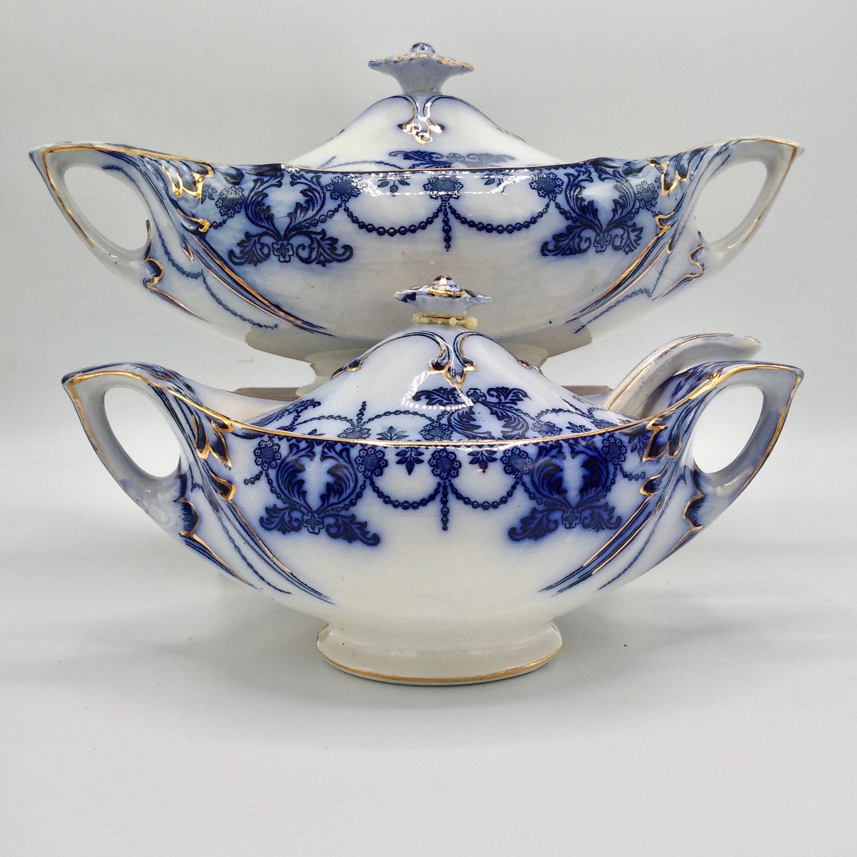Rare Antique 5-piece Set VENUS FLOW BLUE Tureen Saucière | Etsy