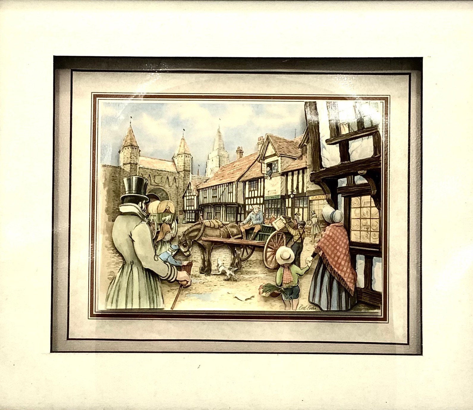 Vintage ‘VICTORIAN STREET SCENE’ Découpage Signed & Framed by the ...