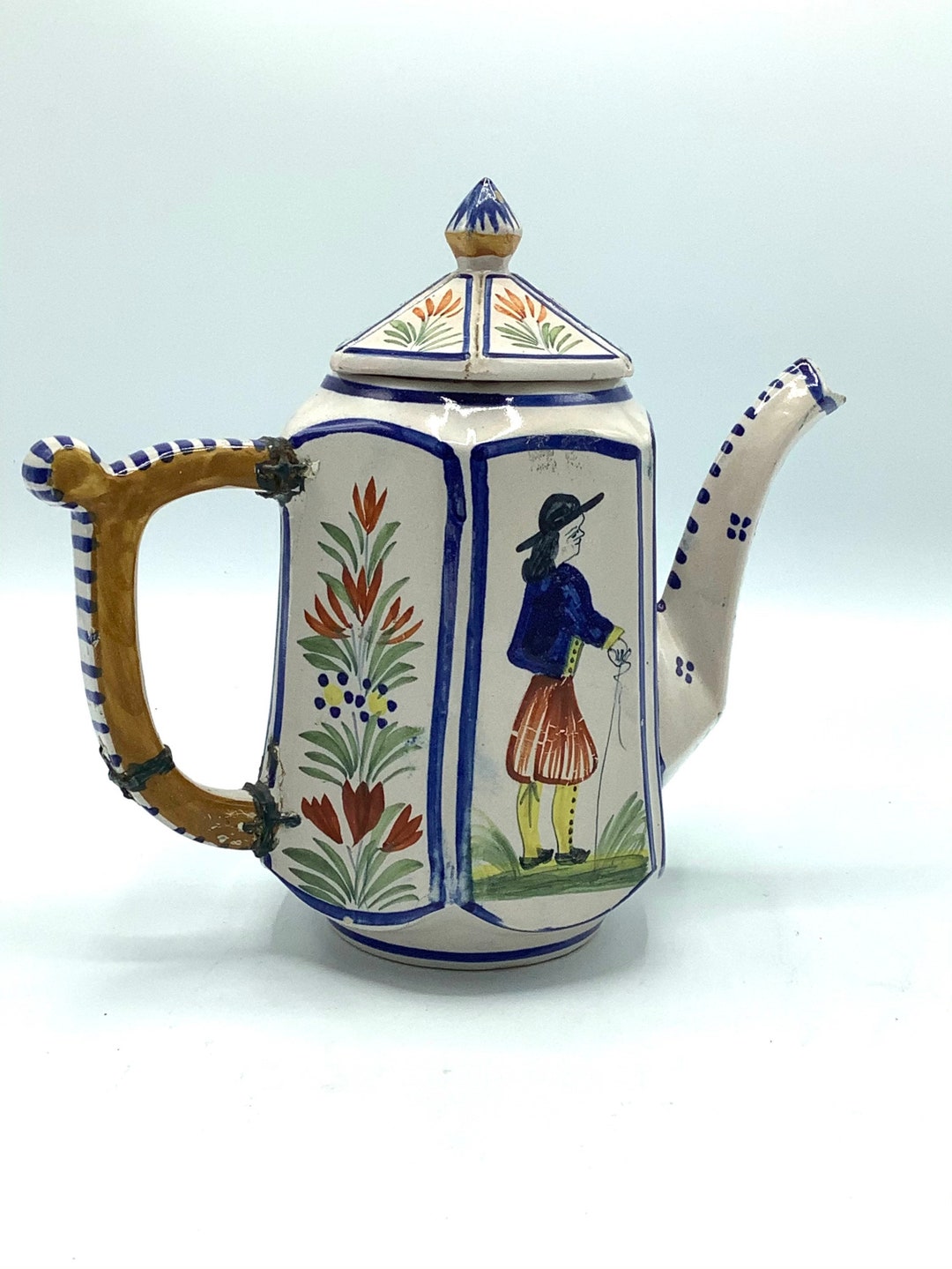 Antique French Faïencerie Teapot With STAPLE REPAIR RESTORATION ...