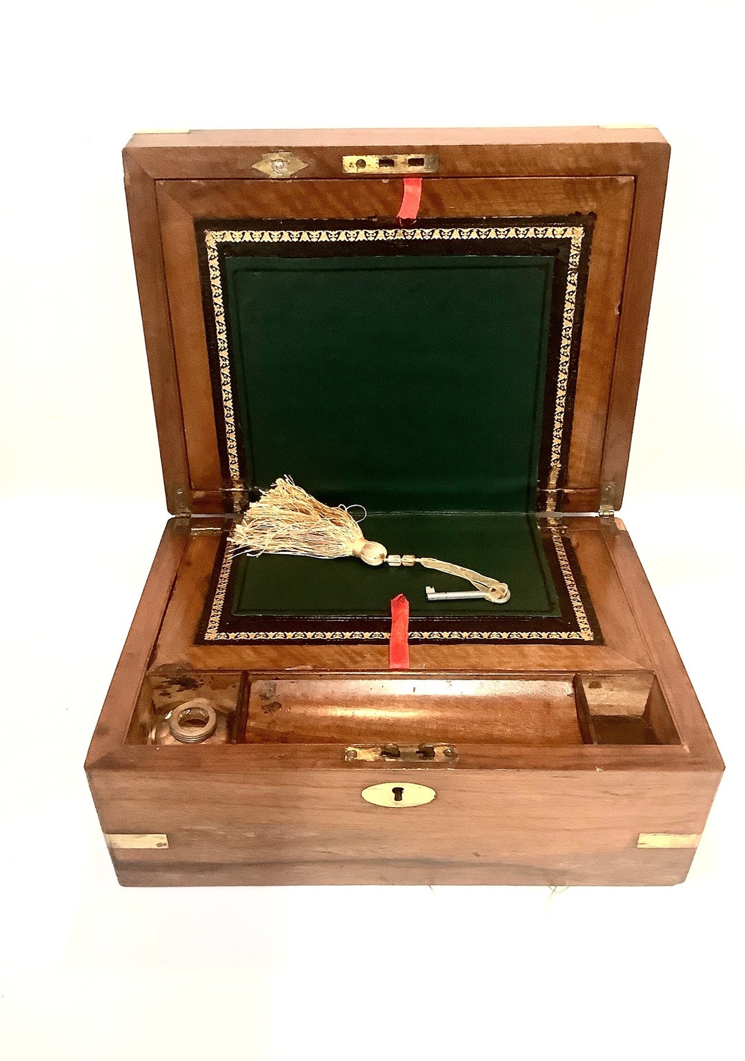 Antique English 19th Century Victorian Wood & Brass Inlay Lady’s ...