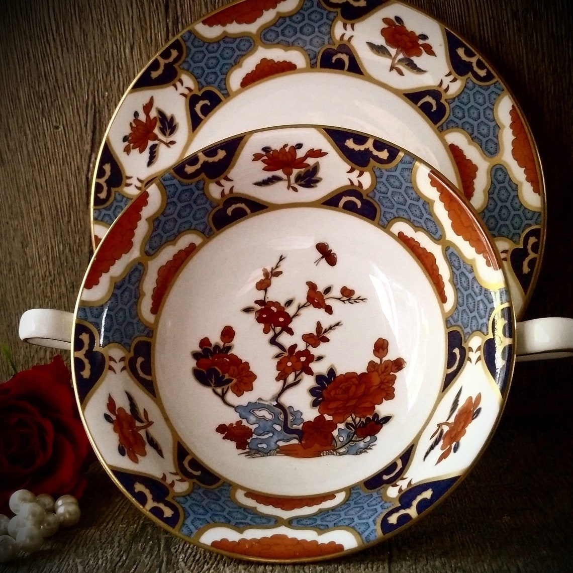 EXQUISITE SPODE 'SHIMA' Double-handled Soup Bowl & - Etsy