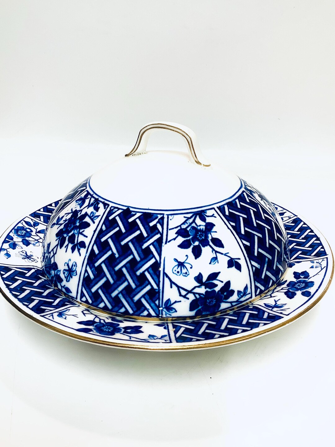 Antique Staffordshire Blue and White Cheese Dome / Victorian ...