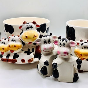 Cute 6-piece Moo Cow Breakfast Set Incl. Cereal Bowl, Plate, Mug, Egg ...