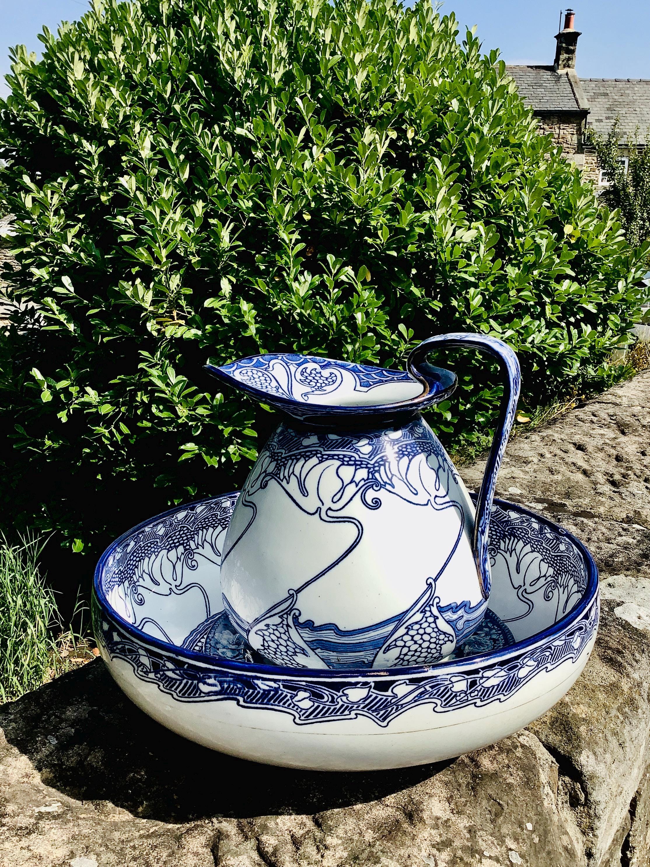 Large Antique 1880’s DOULTON BURSLEM Art Nouveau Ewer & Basin / Arts ...