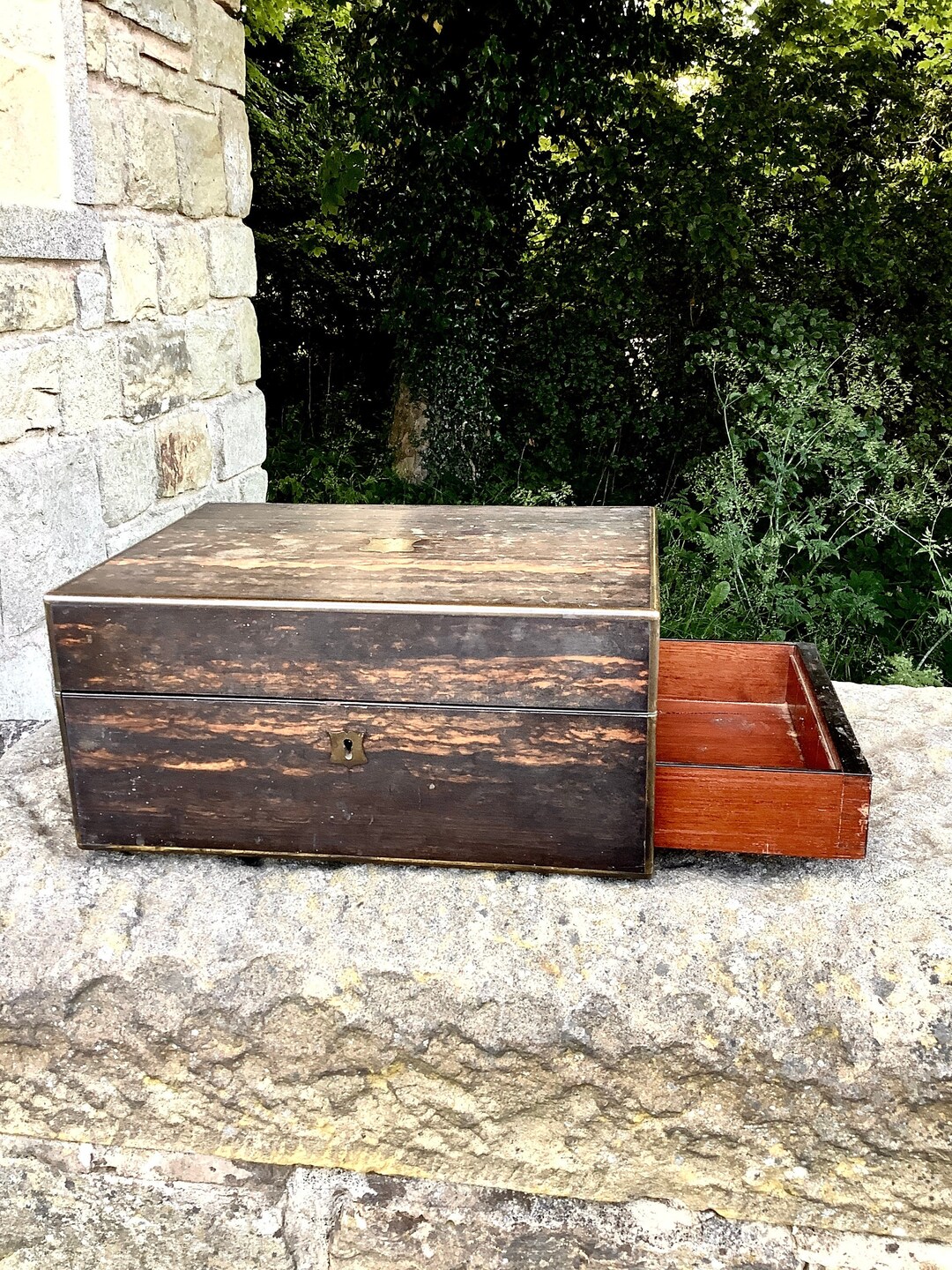 Victorian Gentlemans Coromandel Document Box With Monogrammed Crest and ...