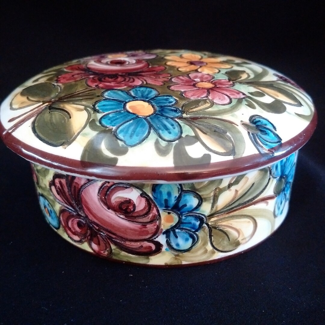 CASTELLI MAJOLICA TRINKET Box Vintage Ceramic Pot Made in - Etsy UK