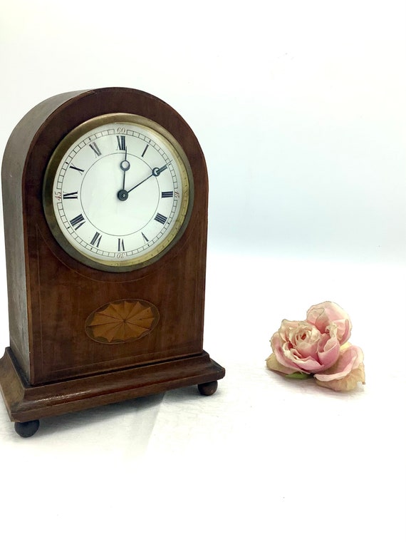 Wooden Arched Mantle Clock With Marquetry Inlaid to the Case & - Etsy