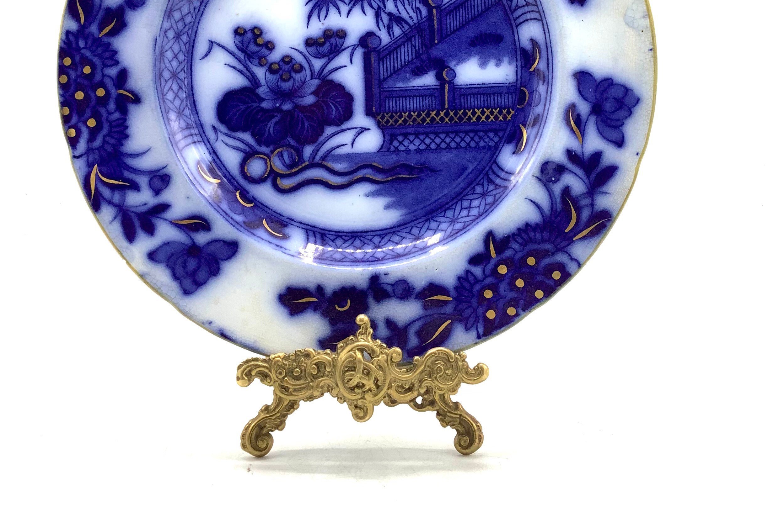 Antique FLOW BLUE Plate by Samuel Alcock ORIENTAL Pattern / - Etsy