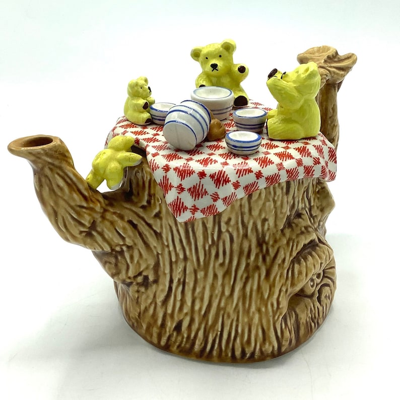 Large TEDDY BEARS PICNIC Teapot by South West Ceramics made in | Etsy