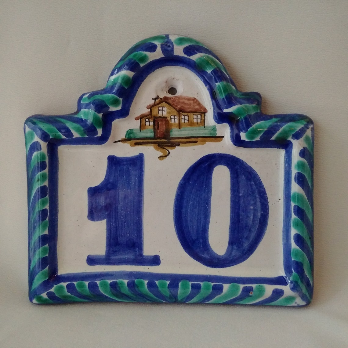 Number 10 Hand-painted MEDITERRANEAN CERAMIC ADDRESS Tile - Etsy