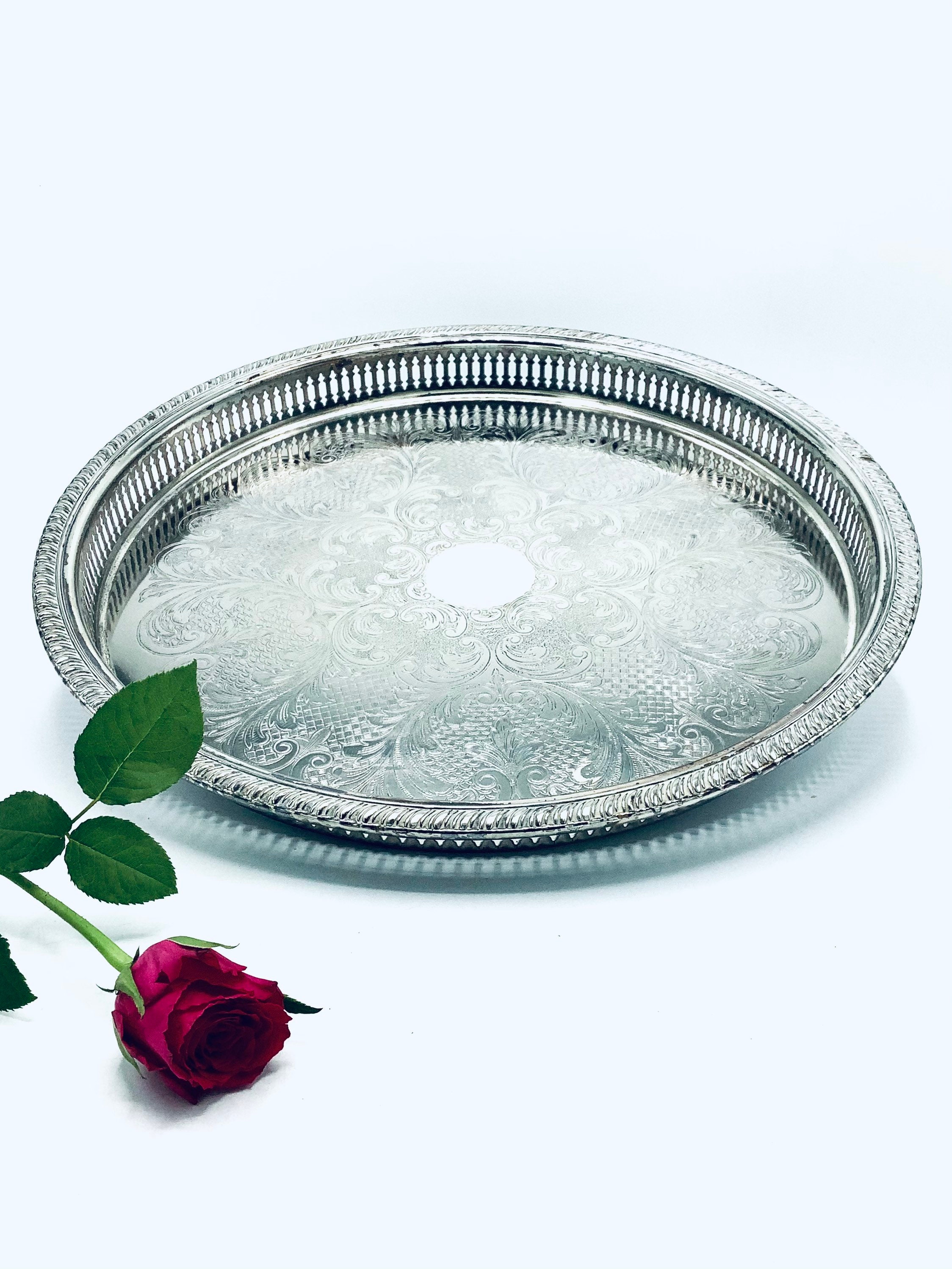 Large Silver Plated Engraved Gallery Tray Made in Sheffield / Downton ...