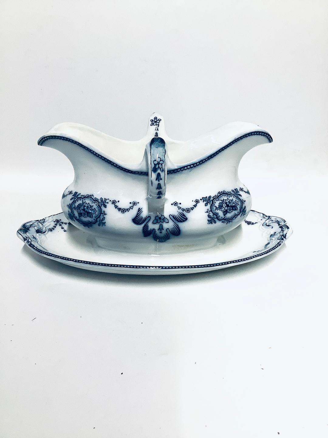 Antique 19th Century CETEM WARE “LESBURY” Pattern Integrated Gravy Boat ...