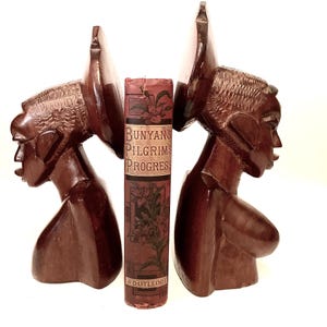 Two African Carved Hardwood Busts / Mahogany Male and Female Tribal ...