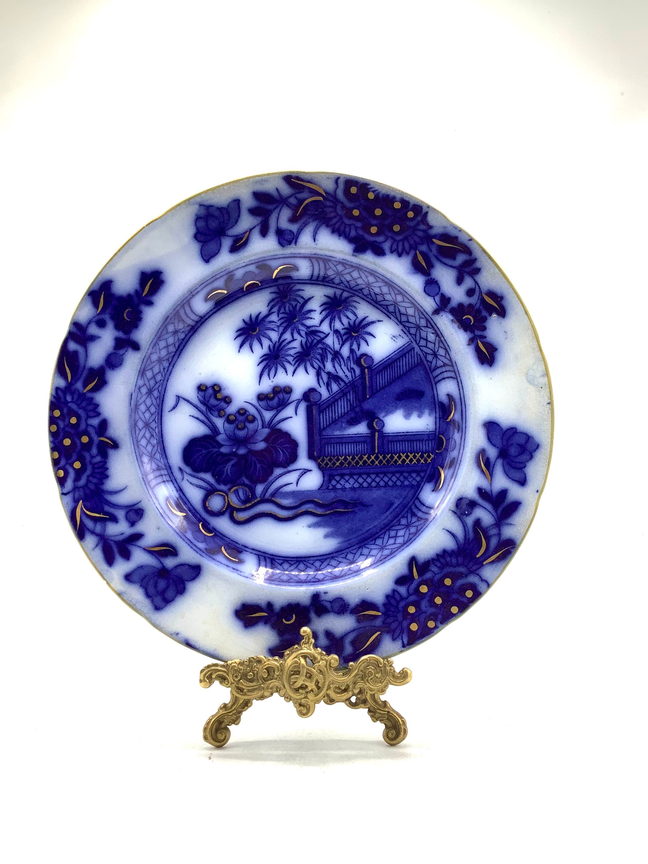 Antique FLOW BLUE Plate by Samuel Alcock ORIENTAL Pattern / - Etsy UK