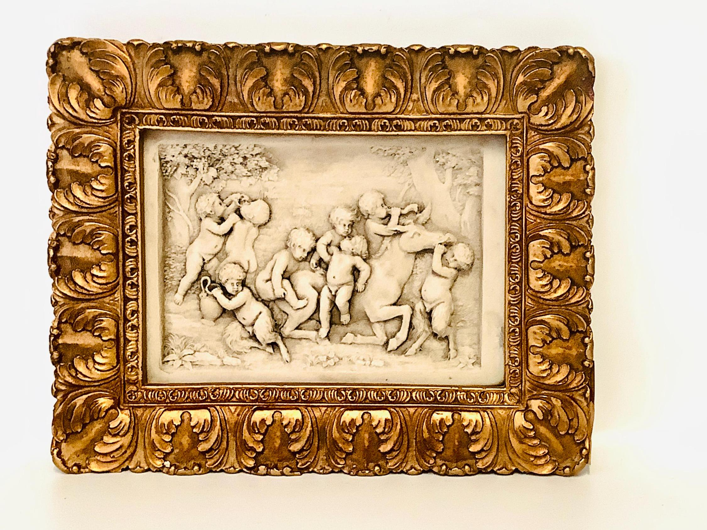 Antique 19th Century Alabaster “putti Cherubs at Play With a Horse ...